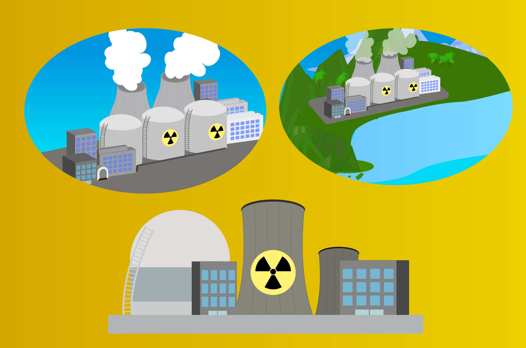 原子力発電所のフリーイラスト - 発電所の建物無料素材 - チコデザ