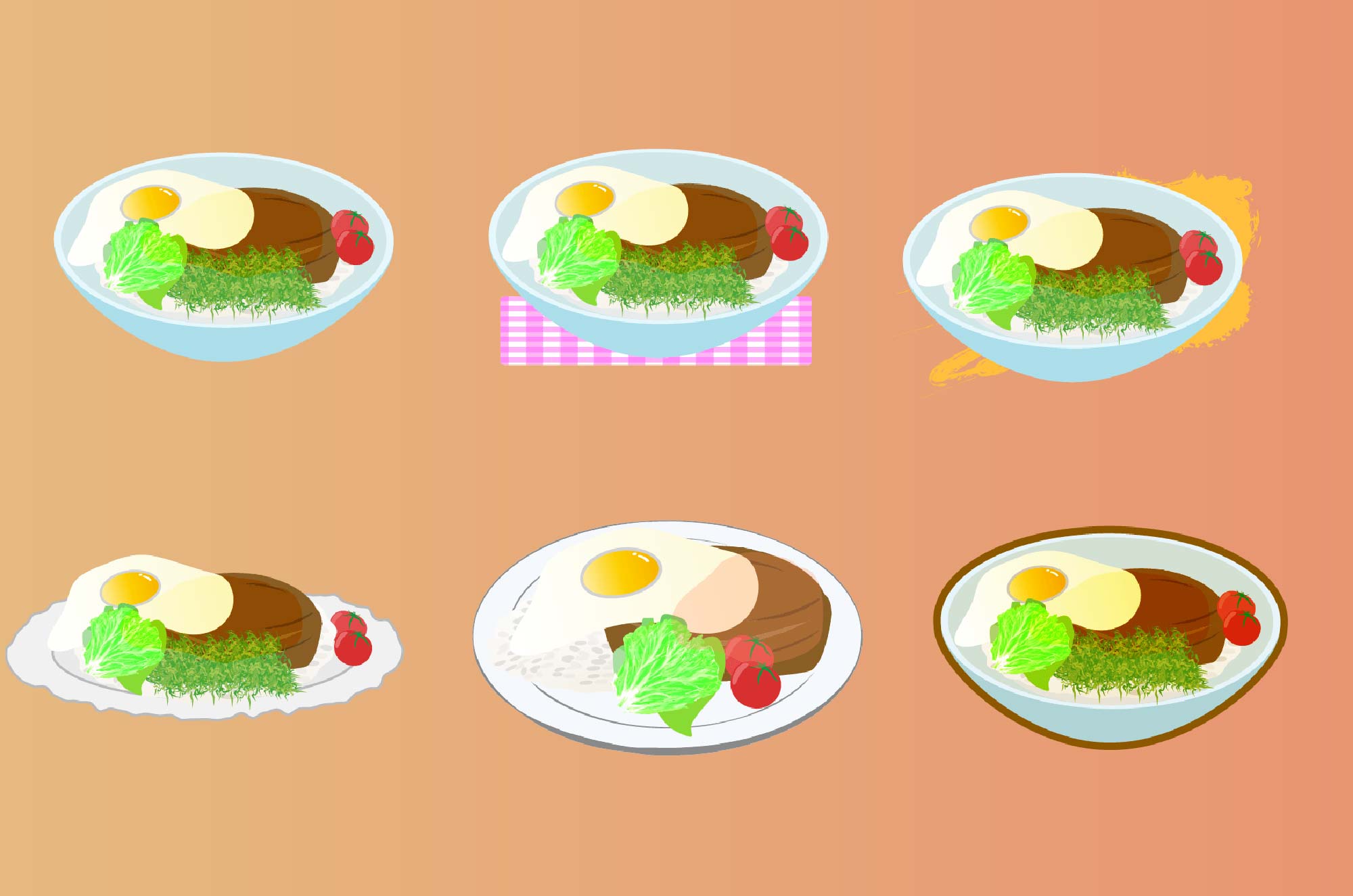 ロコモコのフリーイラスト - 洋食の無料素材 - チコデザ