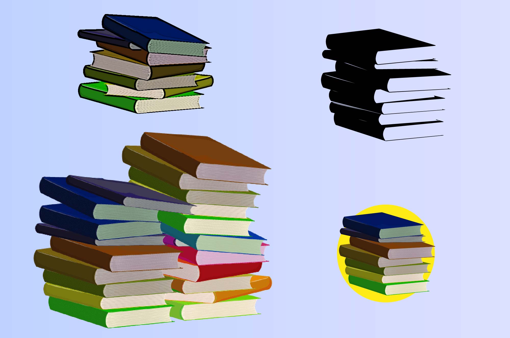 山積みの本のフリーイラスト - 本の無料素材 - チコデザ